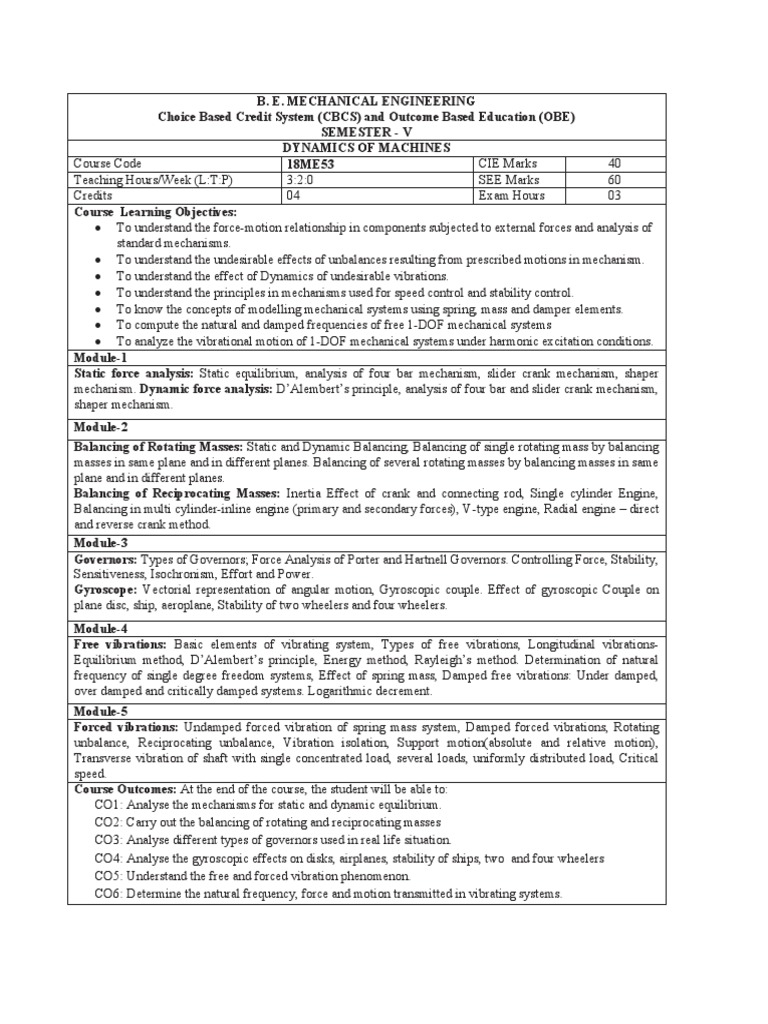 DOM Syllabus PDF | PDF | Force | Gyroscope