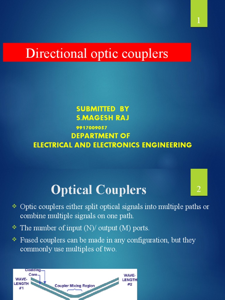 Directional Optic Couplers: Submitted by S.Magesh Raj 9917009057 ...