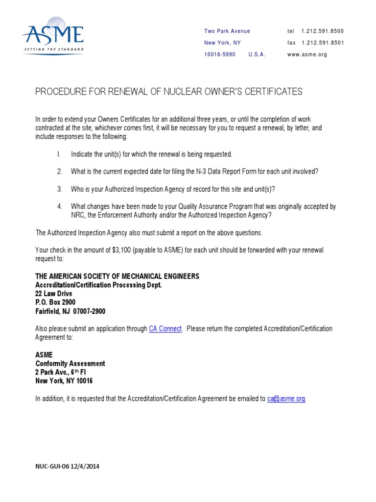 NC Certification Forms Procedure For Renewal of Nuclear Owners ...