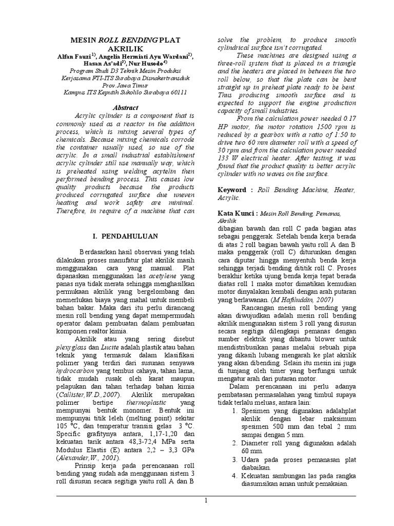 Mesin Roll Bending Plat Akrilik | PDF | Engines | Machines