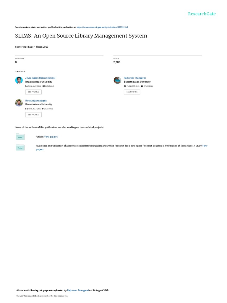 SLIMS: An Open Source Library Management System: March 2019 | PDF ...