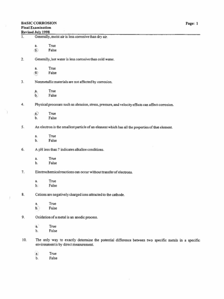 Examen Basic Corrosion Course | PDF
