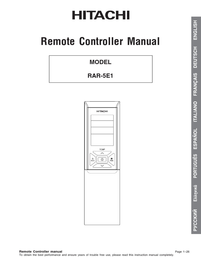 Remote Controller Manual: Model RAR-5E1 | PDF | Air Conditioning ...