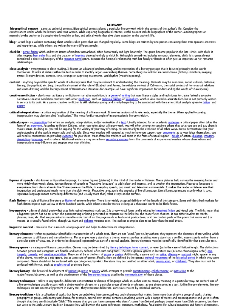 Understanding Literary Terms: A Glossary of Key Concepts | PDF | Genre ...