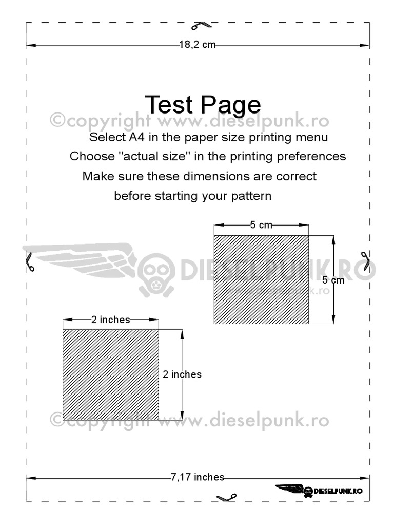Test Page: Choose "Actual Size" in The Printing Preferences Select A4 ...