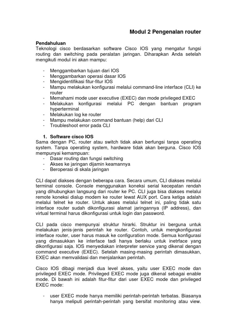 Memahami Mode Privileged EXEC Cisco | PDF