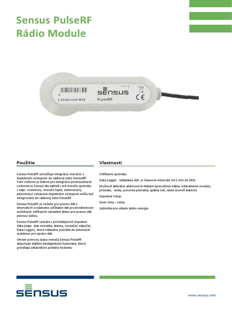 SK - Sensus PulseRF Module Data Sheet | PDF