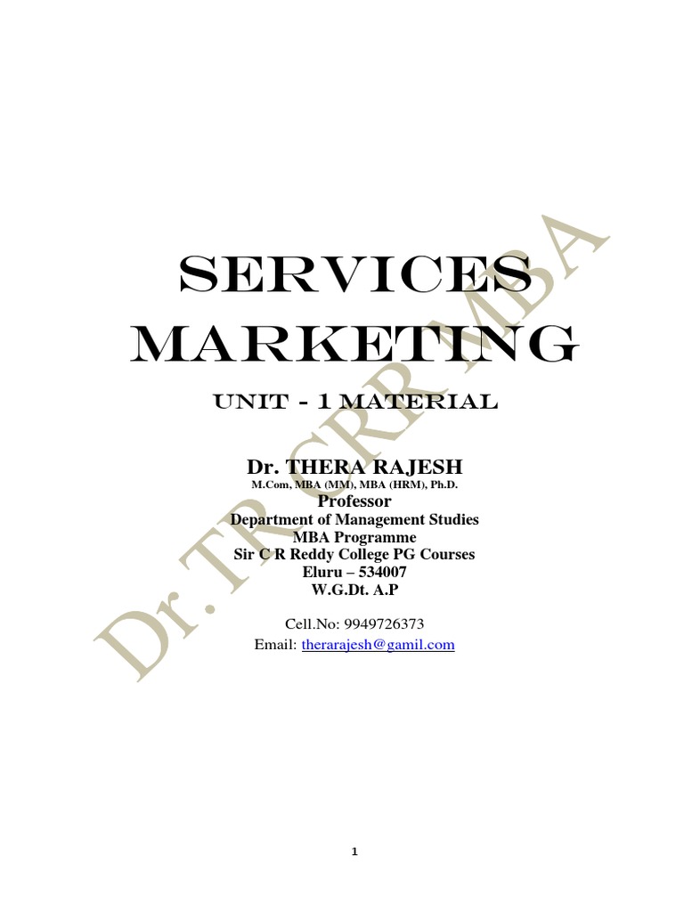 Services Marketing: Unit - 1 Material | PDF | Strategic Planning ...