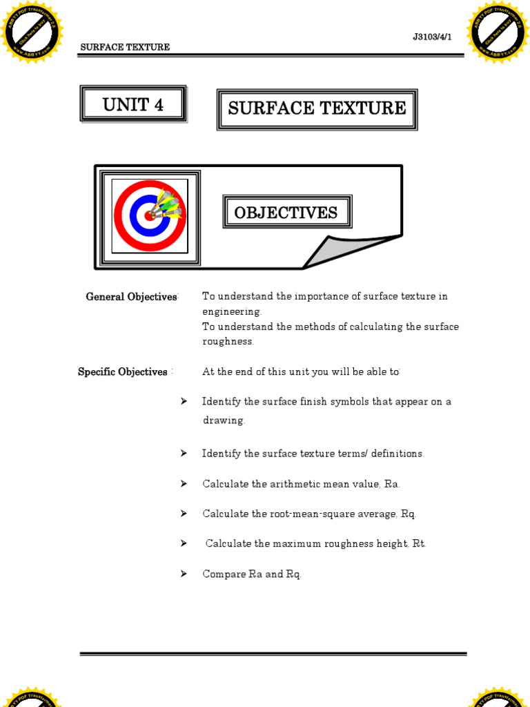 Unit4 Surface Texture | PDF | Surface Roughness | Machining