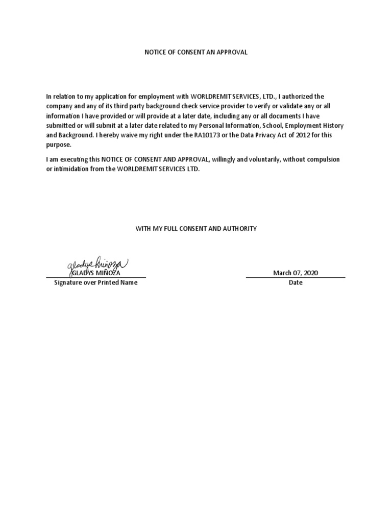 Notice of Consent An Approval | PDF