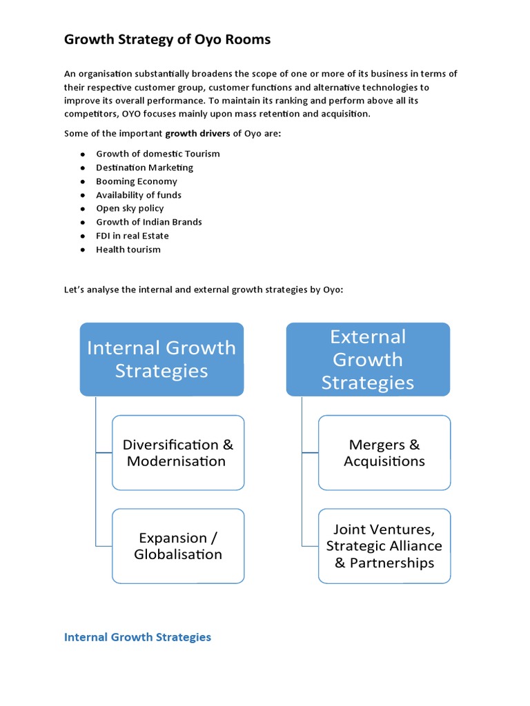 Internal Growth Strategies External Growth Strategies: Growth Strategy ...