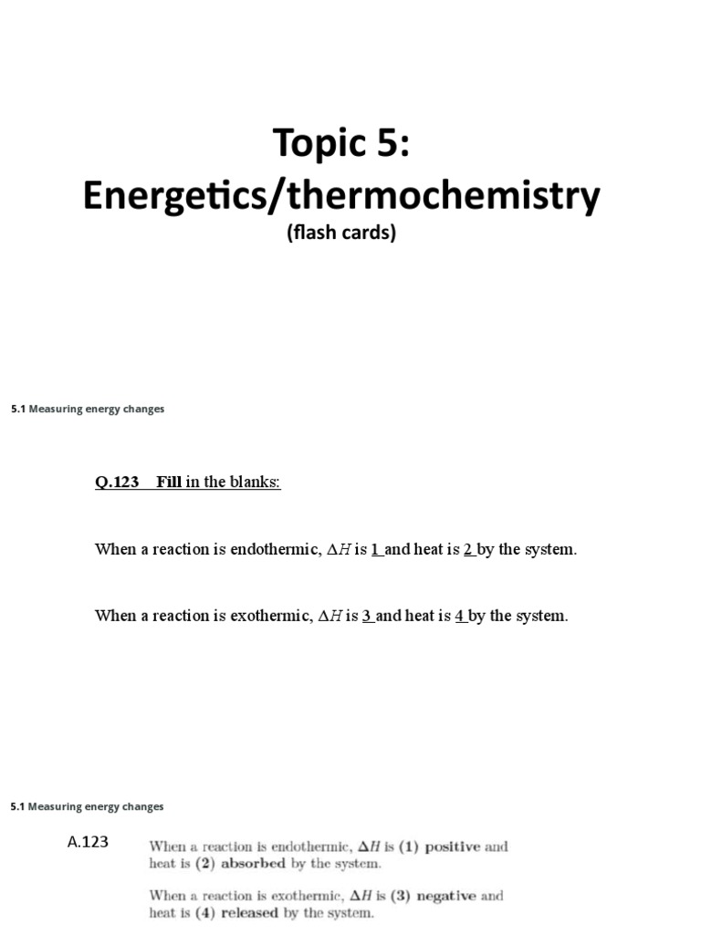 Unit 5 Energetics Thermochemistry | PDF | Enthalpy | Chemical Reactions