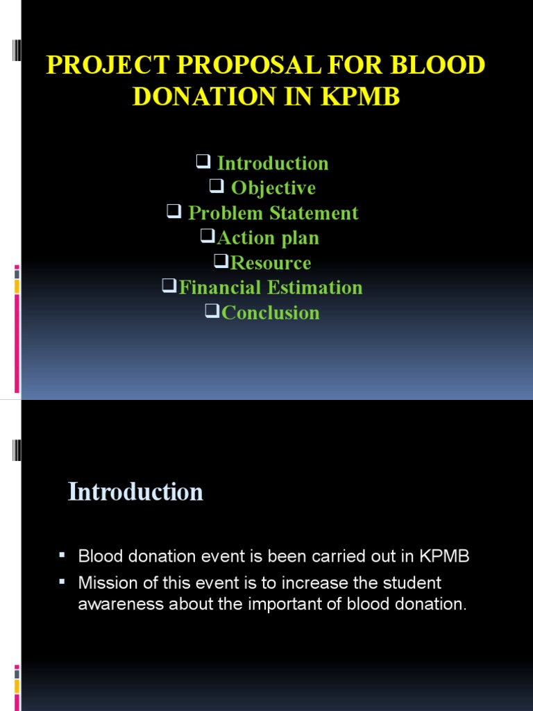 Blood Donation Awareness Project Proposal | PDF | Blood Donation ...