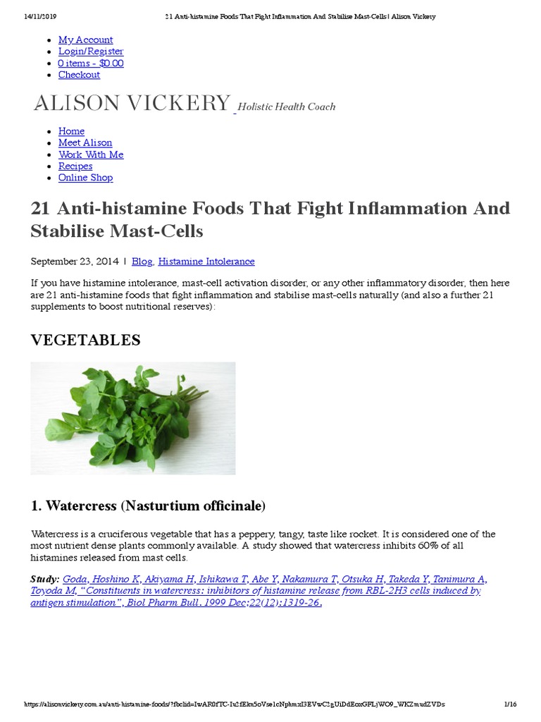 21 Anti-Histamine Foods That Fight Inflammation | PDF | Turmeric | Medicine