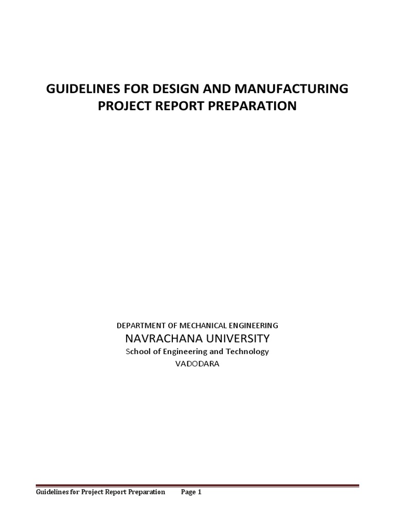 Guidelines For Design and Manufacturing Project Report Preparation ...