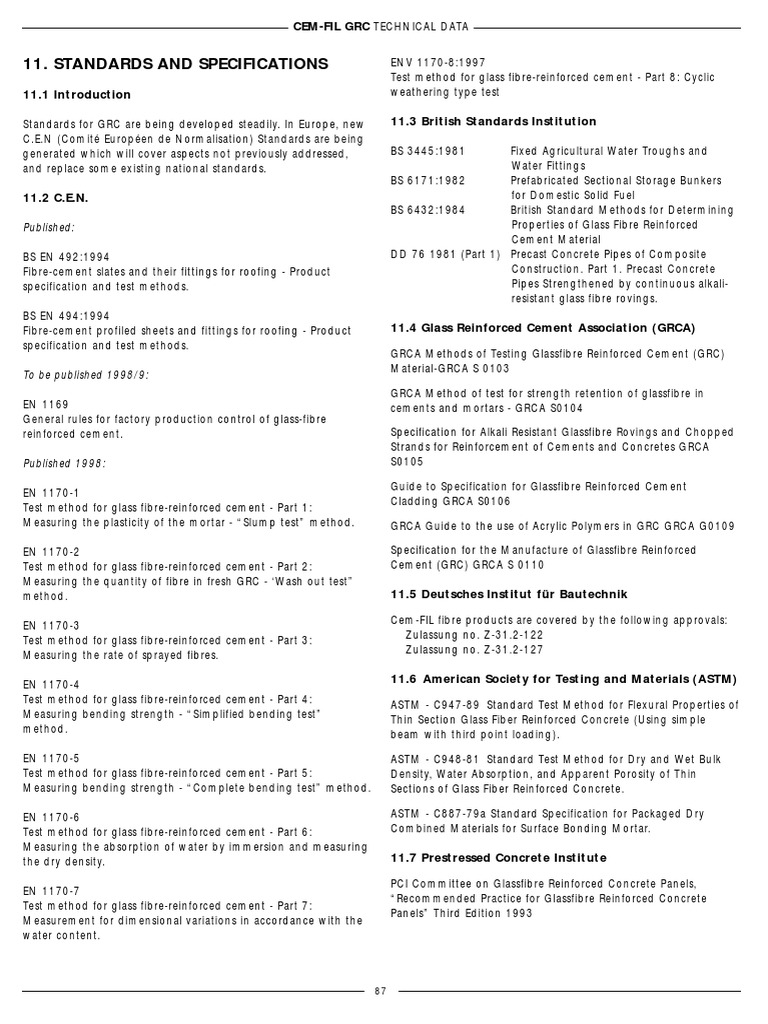 GRC Standards and Specifications Overview | PDF | Fiberglass | Concrete