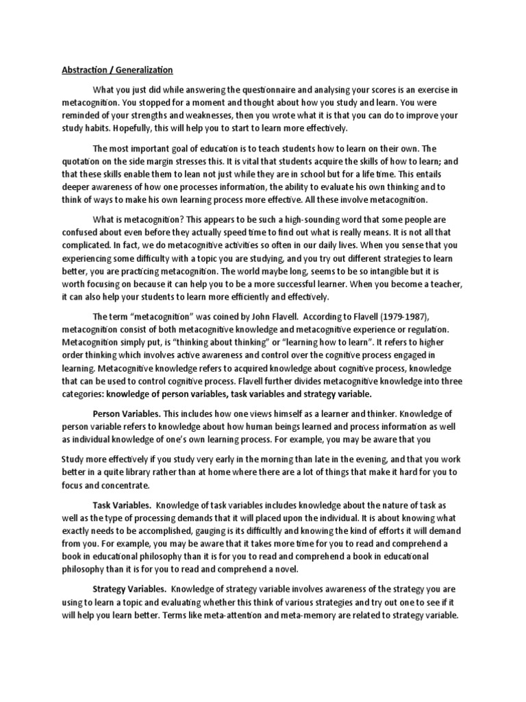 FACILITATING LEARNING Module 1 | PDF | Metacognition | Expert