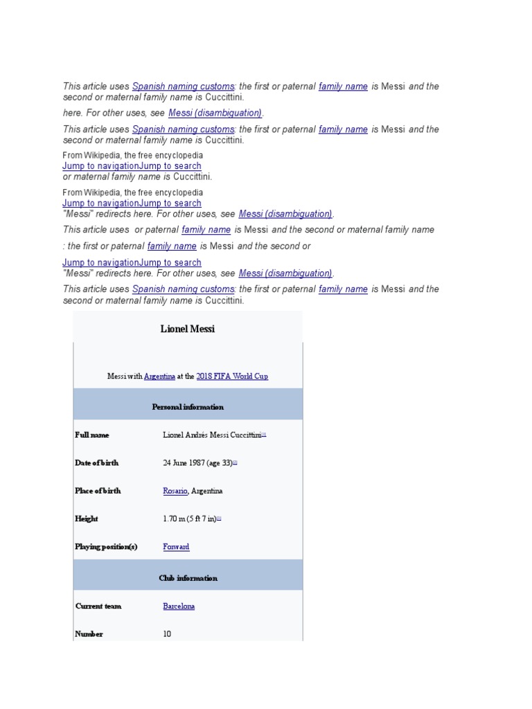 Spanish Naming Customs Family Name Messi (Disambiguation) Spanish ...