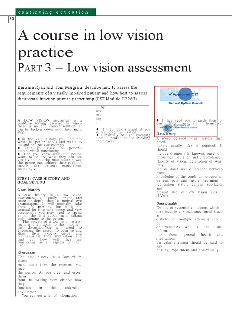 A Course in Low Vision Practice | PDF | Visual Acuity | Contrast (Vision)