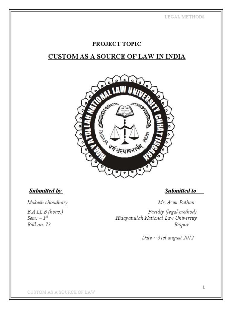 Custom as Law Source in India | PDF | Sharia | Virtue
