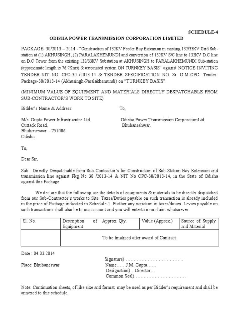 PKG 30 SCHEDULE Autosaved | PDF | Electrical Substation | Electric ...