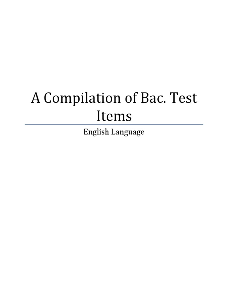 Bac English Test Item Compilation | PDF | English Language | Question