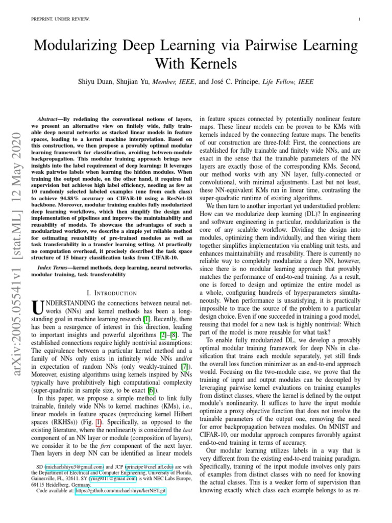 Modularizing Deep Learning Via Pairwise Learning With Kernels | PDF ...