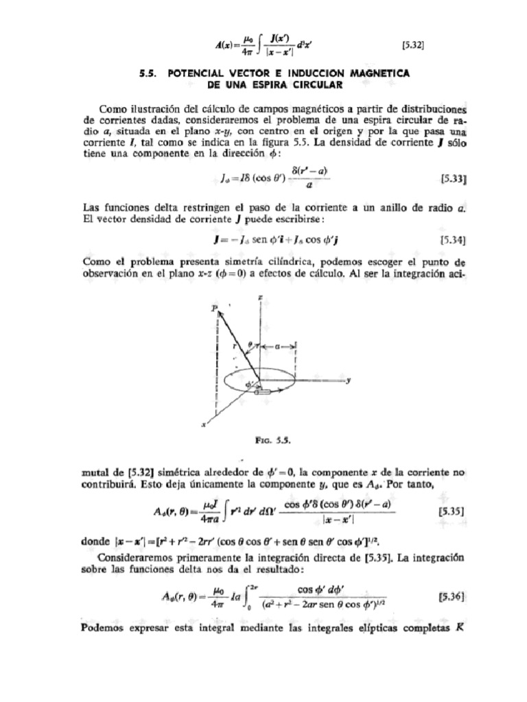 Potencial Vector e Induccion Magnetica de Una Espira Circular | PDF