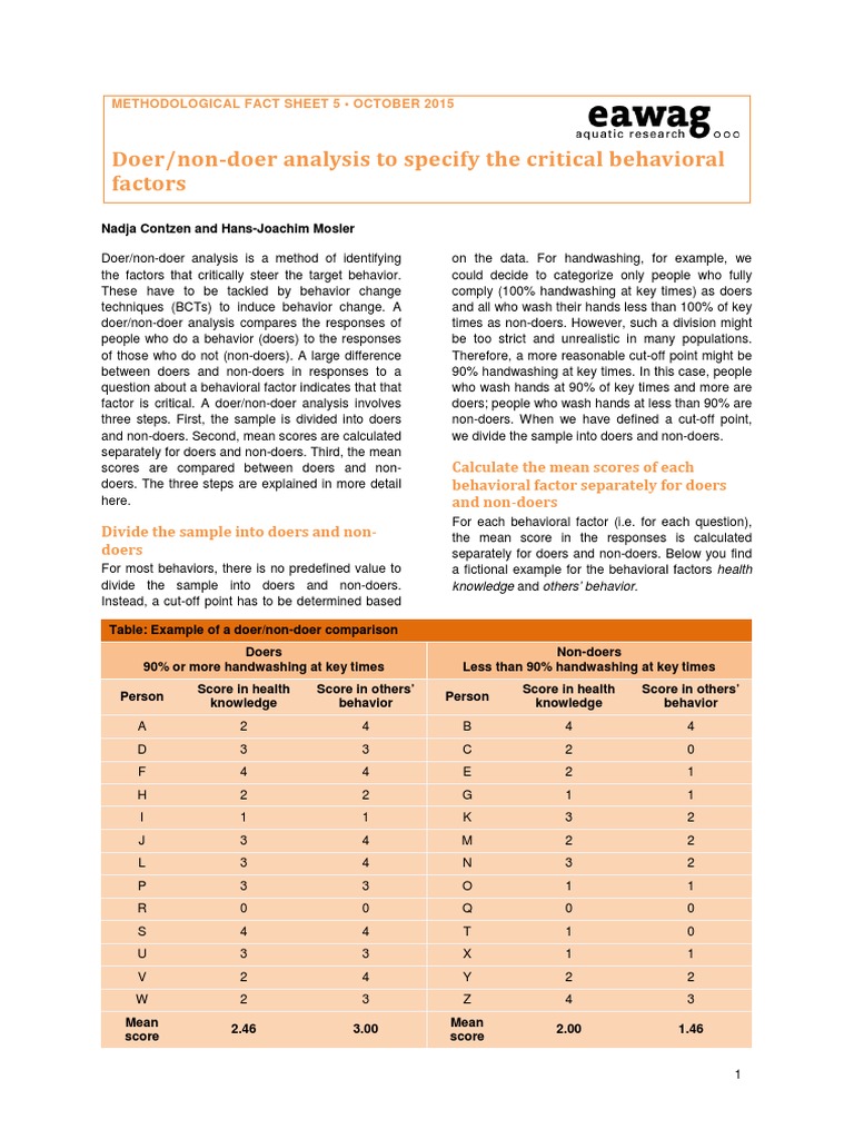 Doer/non-Doer Analysis To Specify The Critical Behavioral Factors | PDF ...