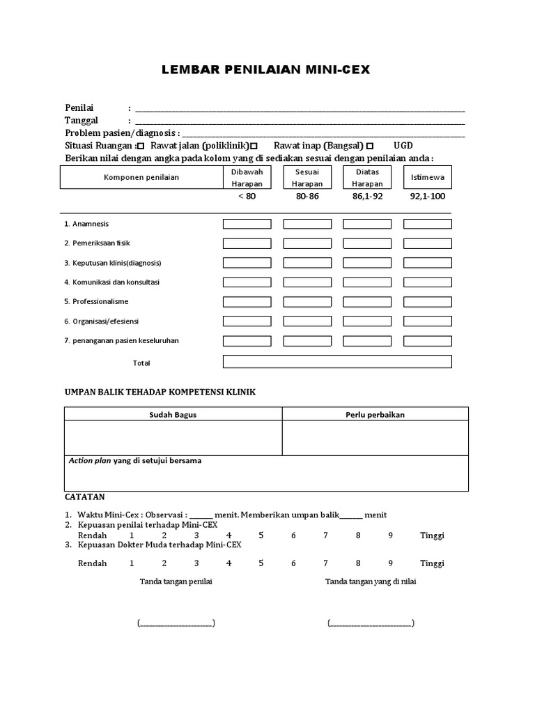 Lembar Mini Cex | PDF
