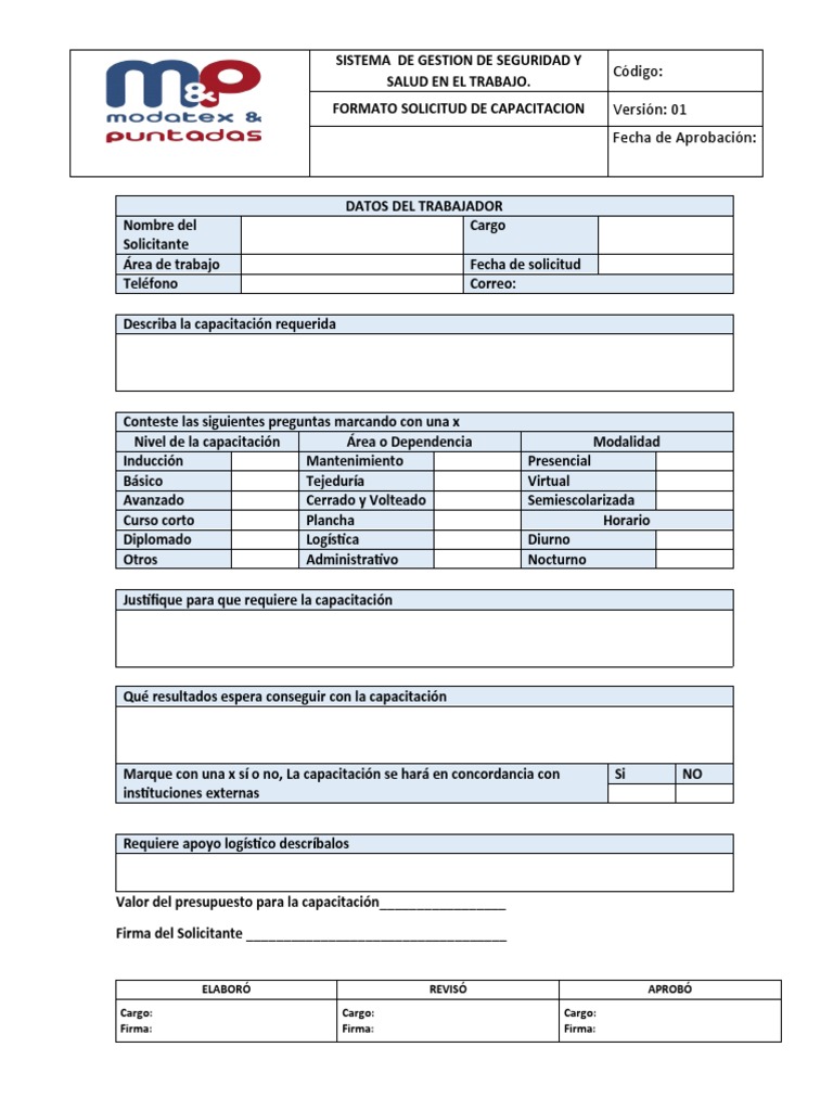 Formato Solicitud de Capacitacion | PDF
