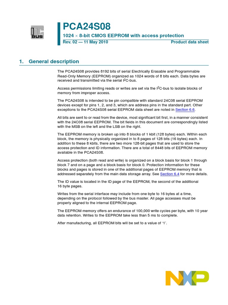 PCA24S08: 1. General Description | PDF | Bit | Computer Memory