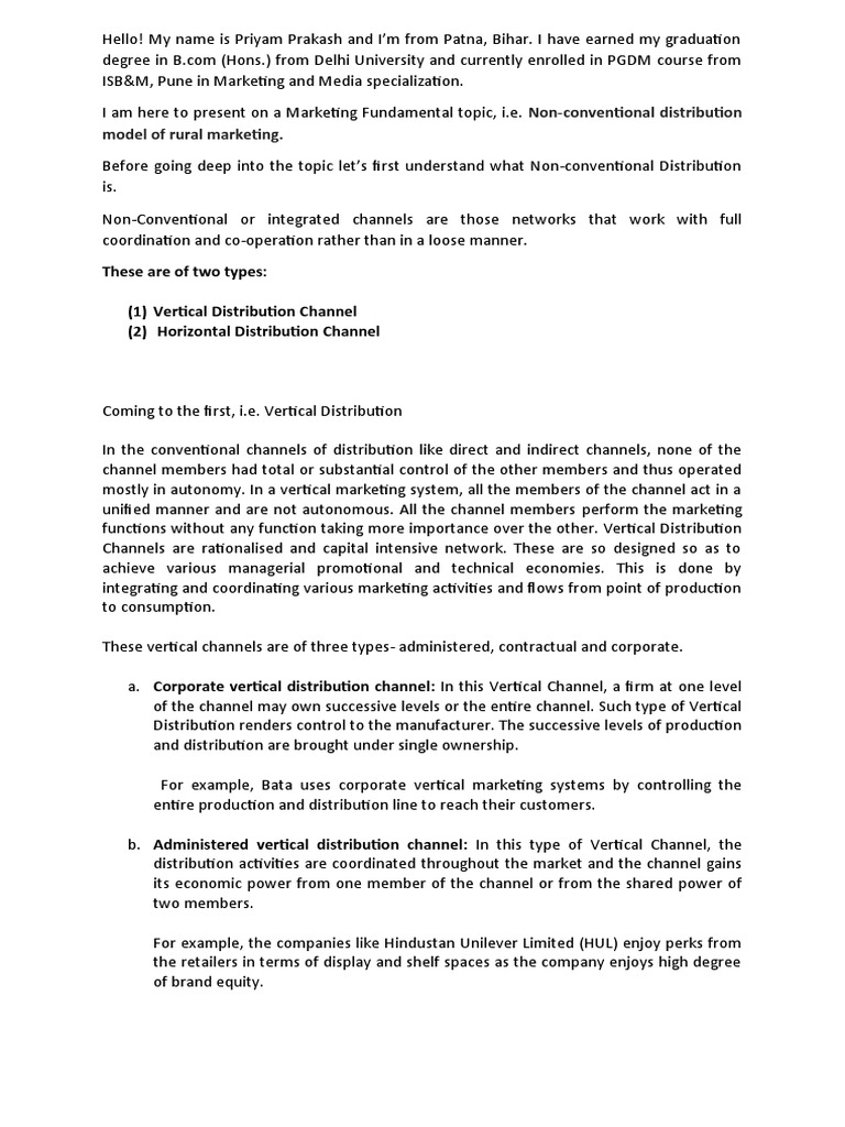 Non-Conventional Distribution Model of Rural Marketing | PDF | Retail ...