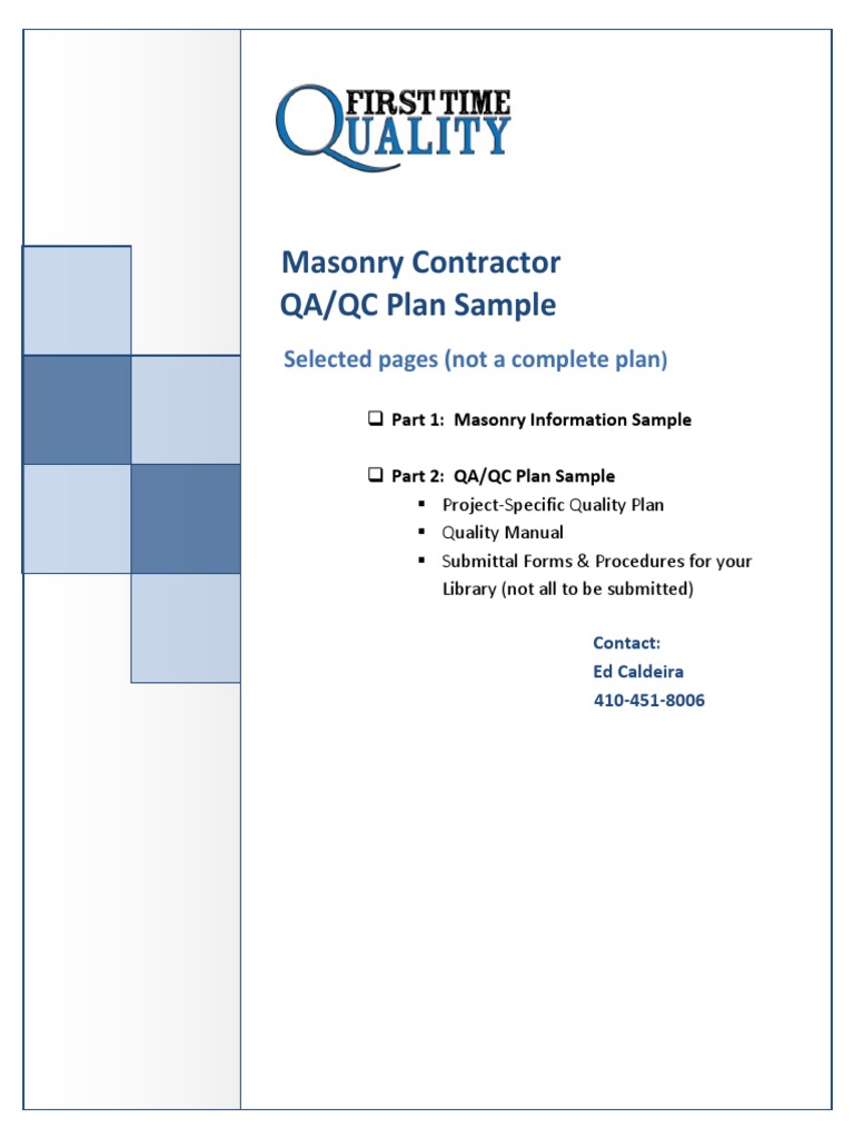 Masonry Contractor - Quality Plan Sample PDF | PDF | Masonry ...
