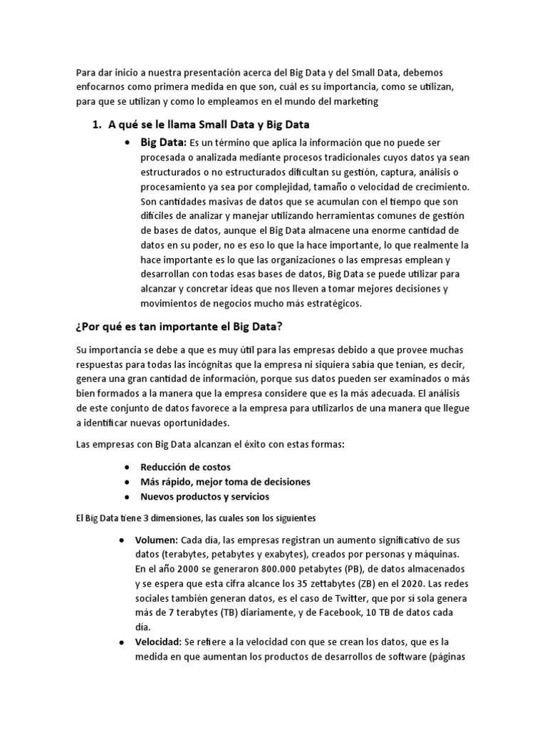 Big Data Vs Small Data En Marketing Pdf Big Data Informática
