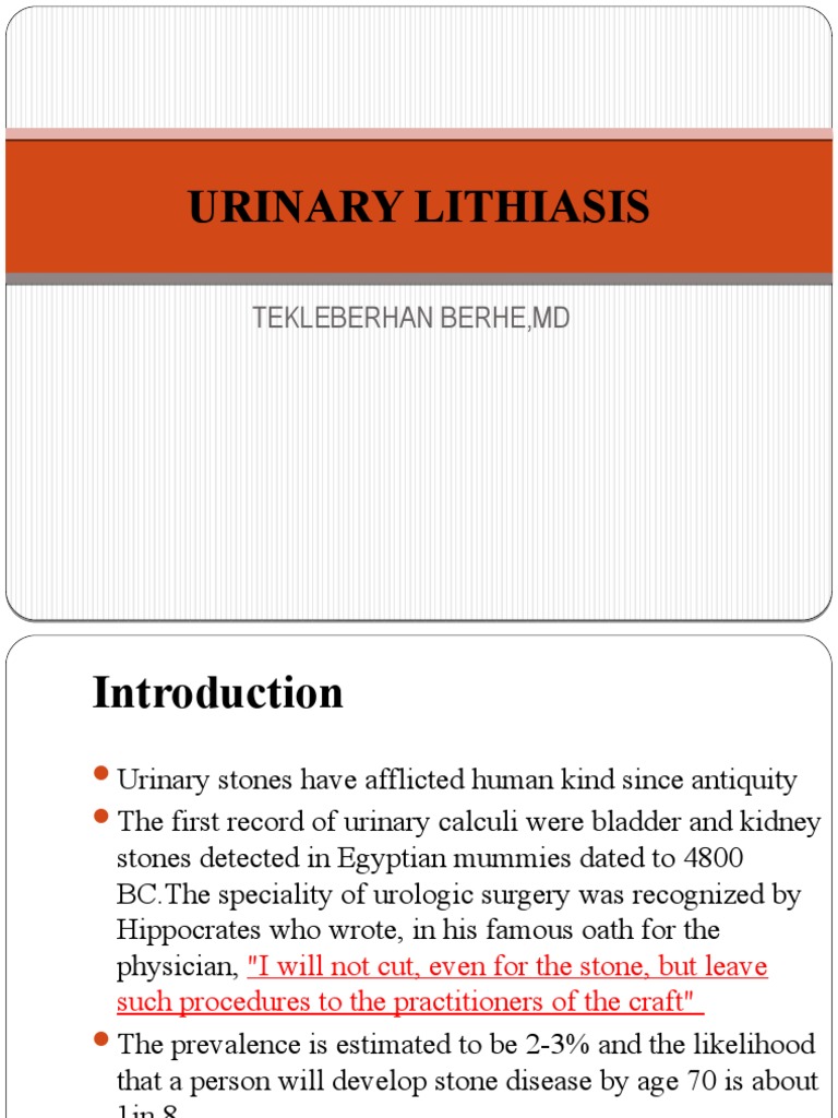 1.urinary Lithiasis | PDF | Urology | Diseases And Disorders