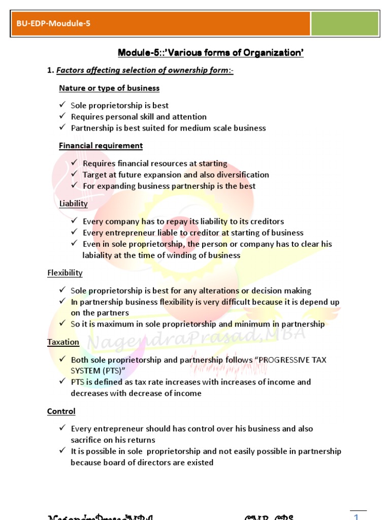 EDP Module 55 | PDF | Partnership | Sole Proprietorship