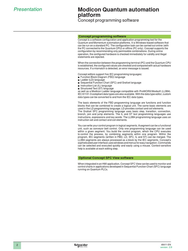 Modicon Quantum Automation Platform: Presentation | PDF | Computer Programming | Programming ...