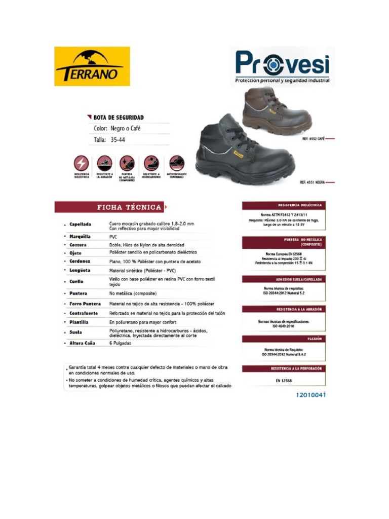 Ficha Tecnica de Botas de Seguridad | PDF