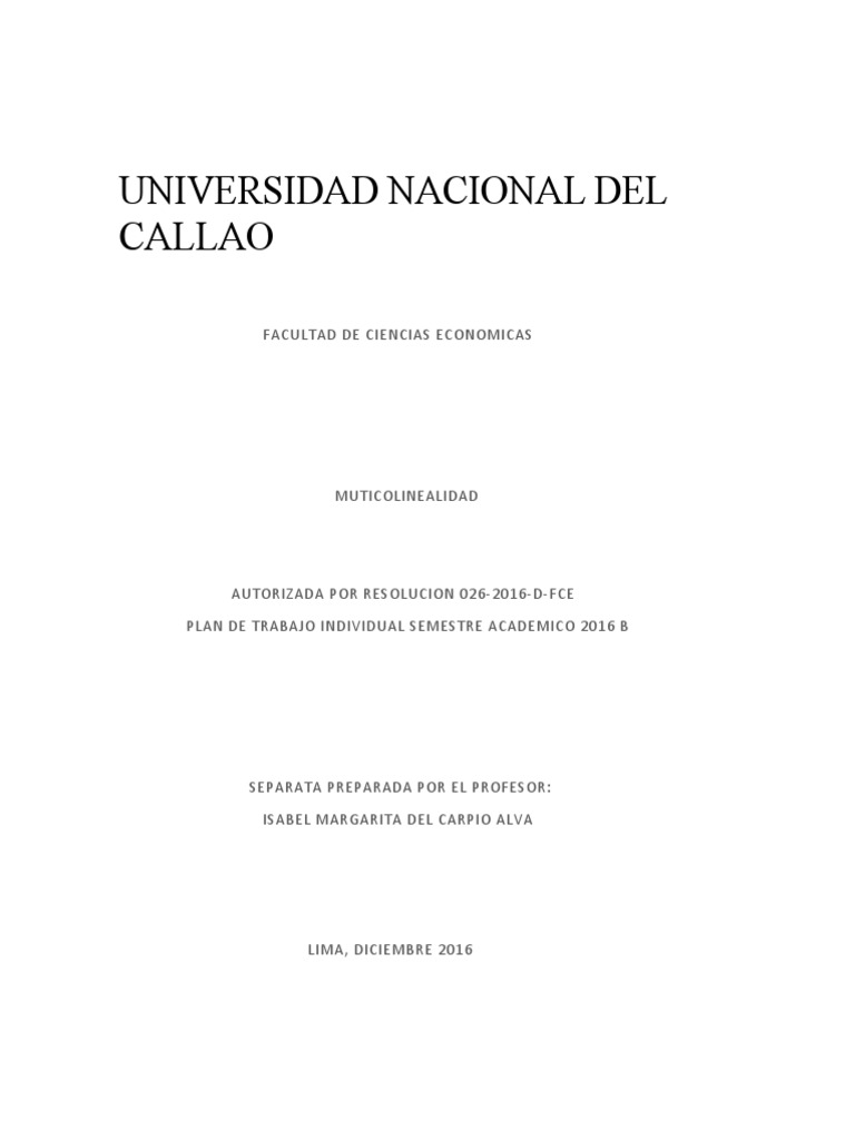 MULTICOLINEALIDAD | PDF | Multicolinealidad | Mínimos cuadrados ordinarios