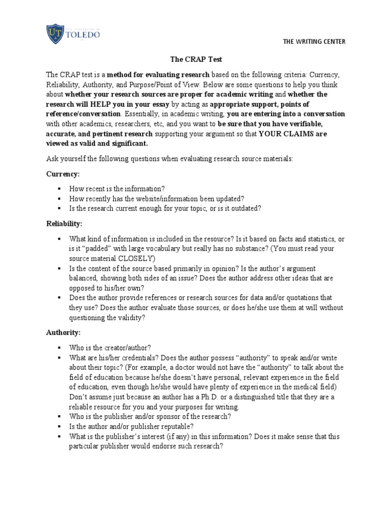 The CRAP Test | Download Free PDF | Argument | Bias