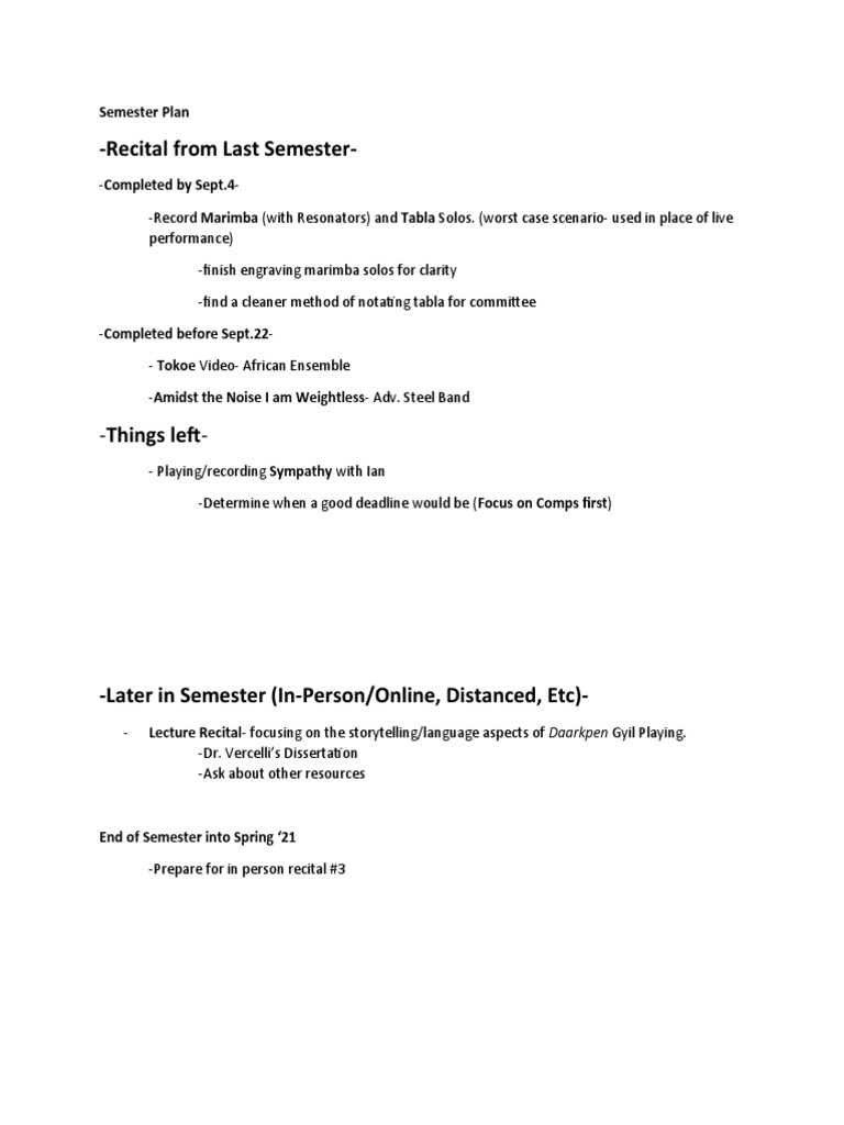 Rough Semester Outline | PDF