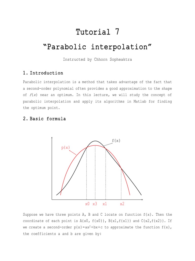 Tutorial 7: "Parabolic Interpolation" | PDF