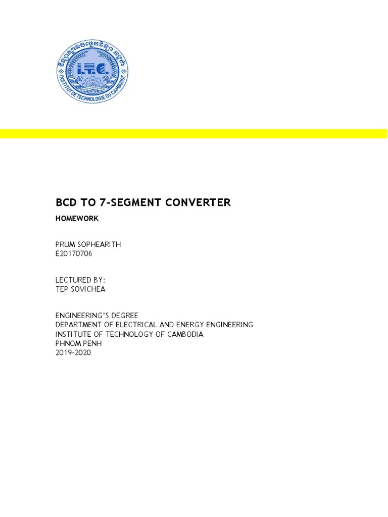 BCD To 7-Segment Converter: Homework | PDF | Electrical Engineering ...