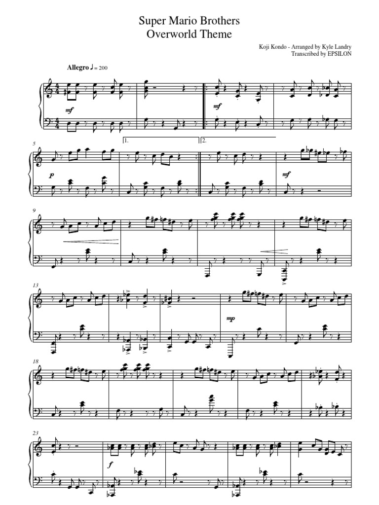 Super Mario Bros Overworld Theme | PDF | Gaming | Video Game Companies ...