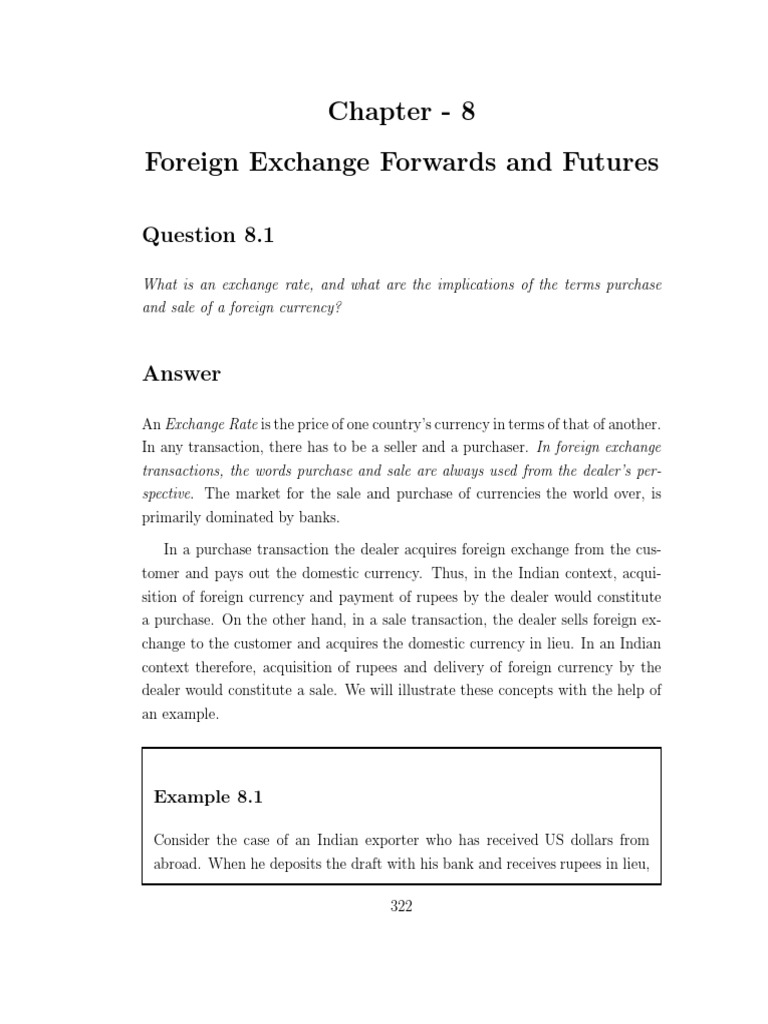 Chapter - 8 Foreign Exchange Forwards and Futures: Example 8.1 | PDF ...
