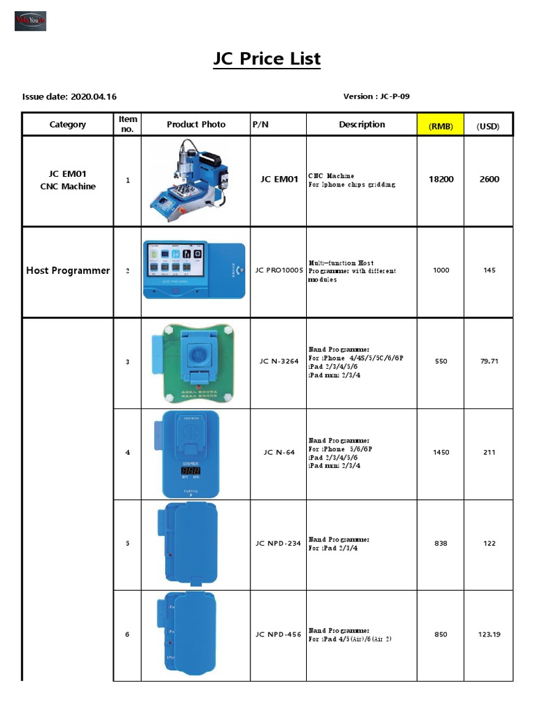 JC Price List 20200416 USD | PDF | I Phone | Computer Related Introductions