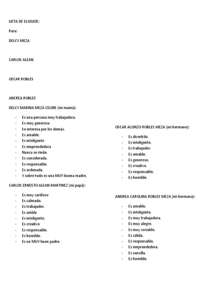 Lista de Elogios | PDF | Arte | Salud y bienestar