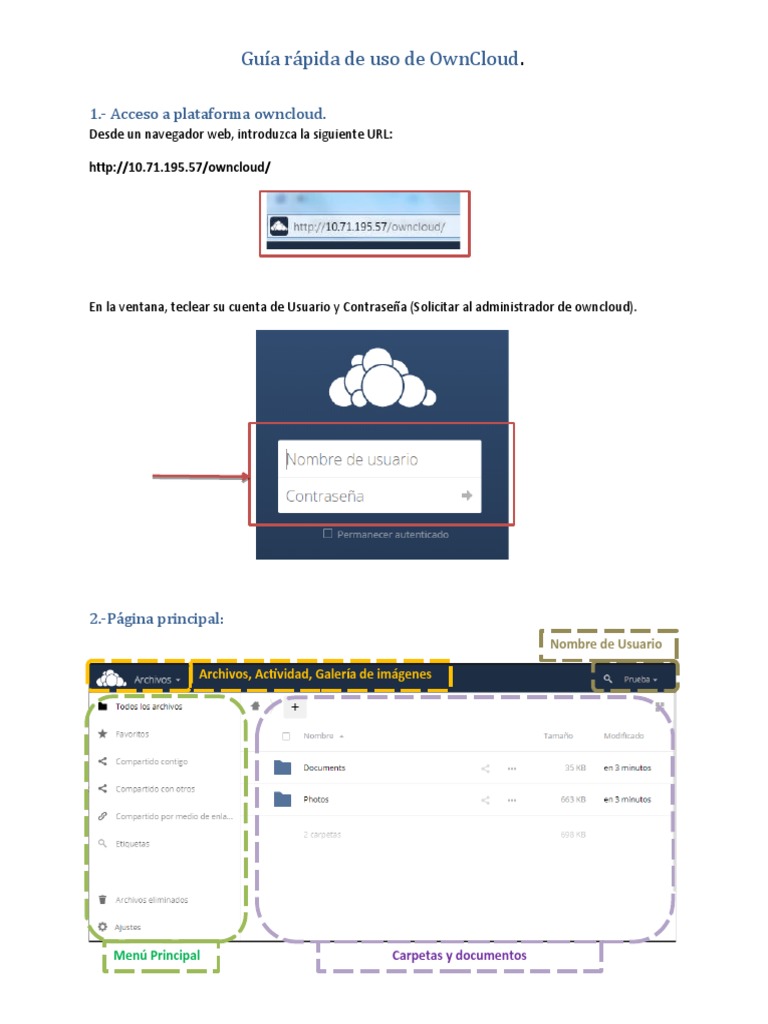 Guía Rápida de Uso de OwnCloud | PDF | Archivo de computadora | Ventana (informática)