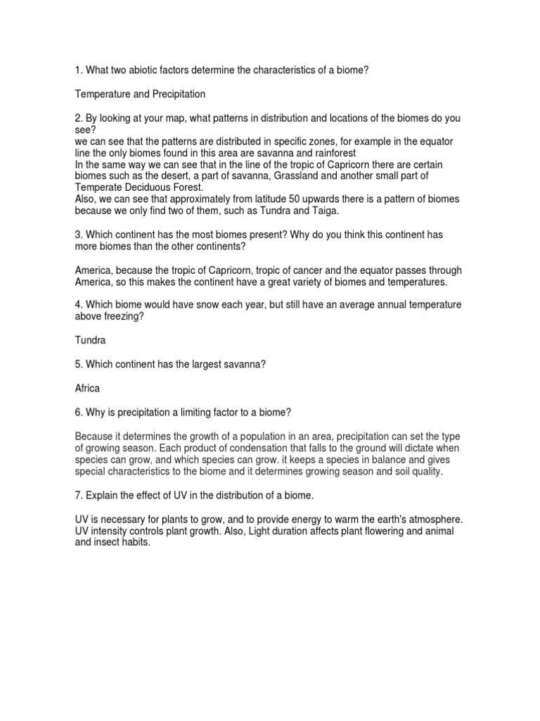 The Biome Map Questions and Instructions | PDF
